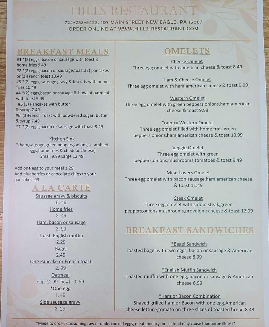 Hills Restaurant - Restaurants - New Eagle, PA